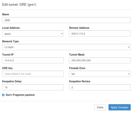 Настройка GRE для роутеров iRZ